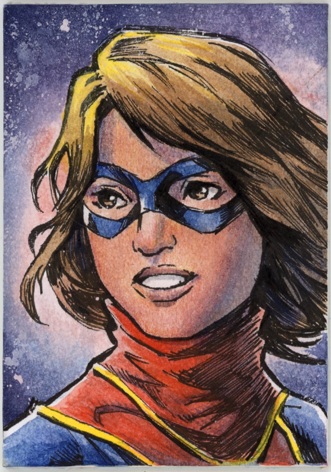 Miss Marvel Original Sketch Card 2.5 X 3.5 - Etsy
