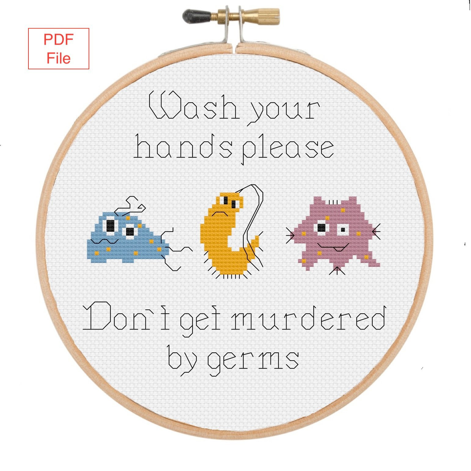 Wash Your Hands PDF Cross Stitch Pattern MFM Quote - Etsy