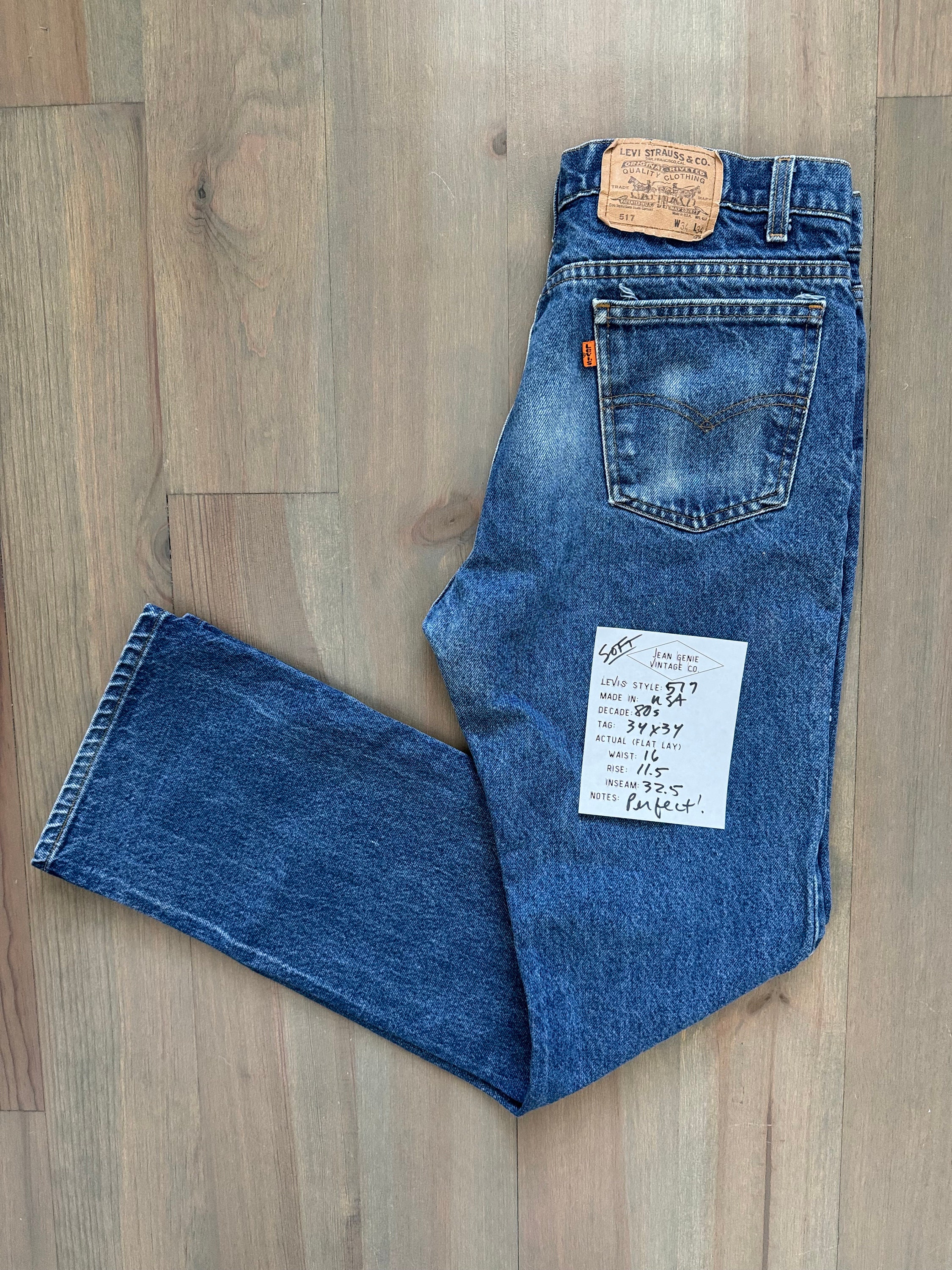 Vintage 1980s Levi’s USA 517 tag 34x34 actual 32x32 — Jean Genie Vintage Co.