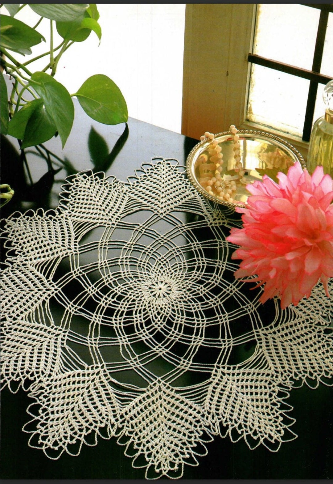 White Leaves Doily - Vintage Crochet Doily Pattern - Instant Download - PDF Pattern - Written ...