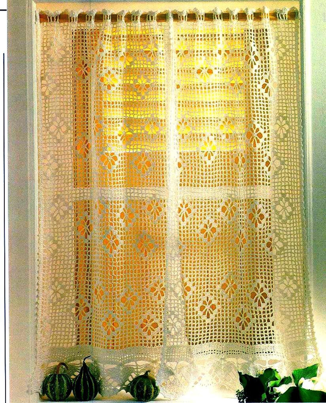 Vintage Filet Floral Crochet Cafe Curtain Pattern (PDF Download) - Etsy