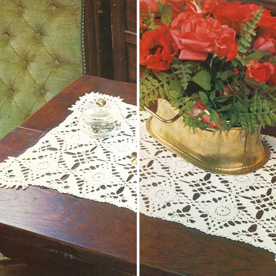 Vintage Crochet Table Runner Pattern Wedding Backdrop | Etsy