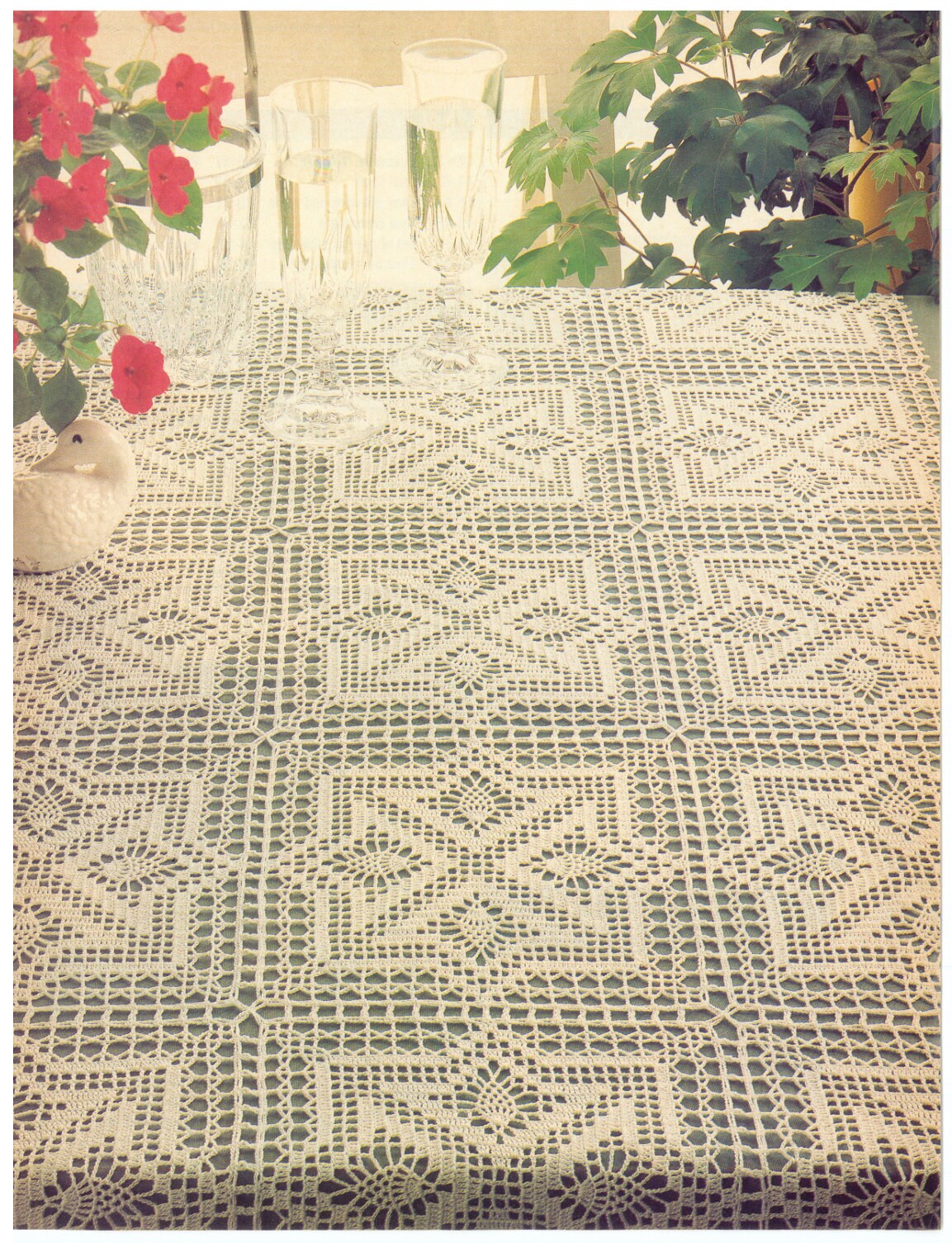 Vintage Crochet Tablecloth Pattern Geometric Tablecloth | Etsy