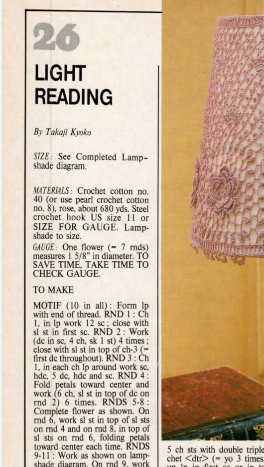 Vintage Crochet Pattern ~ Light Reading Lamp Shade Cover ~ Instant ...