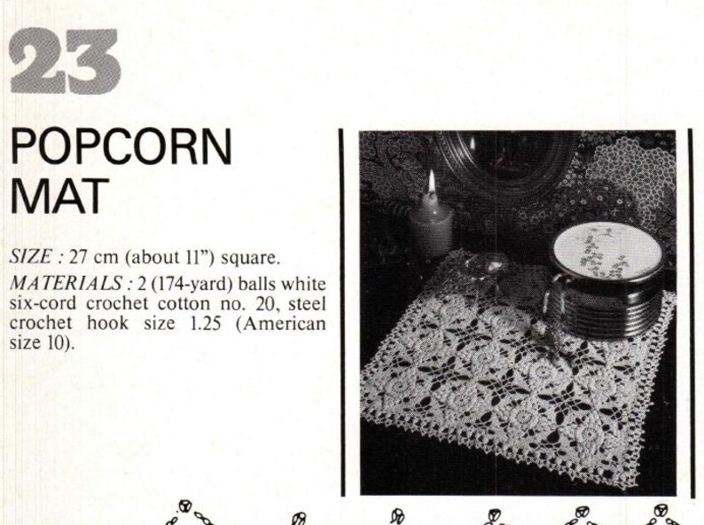 Vintage Popcorn Stitch Crochet Doily Pattern – (PDF Download) - Etsy