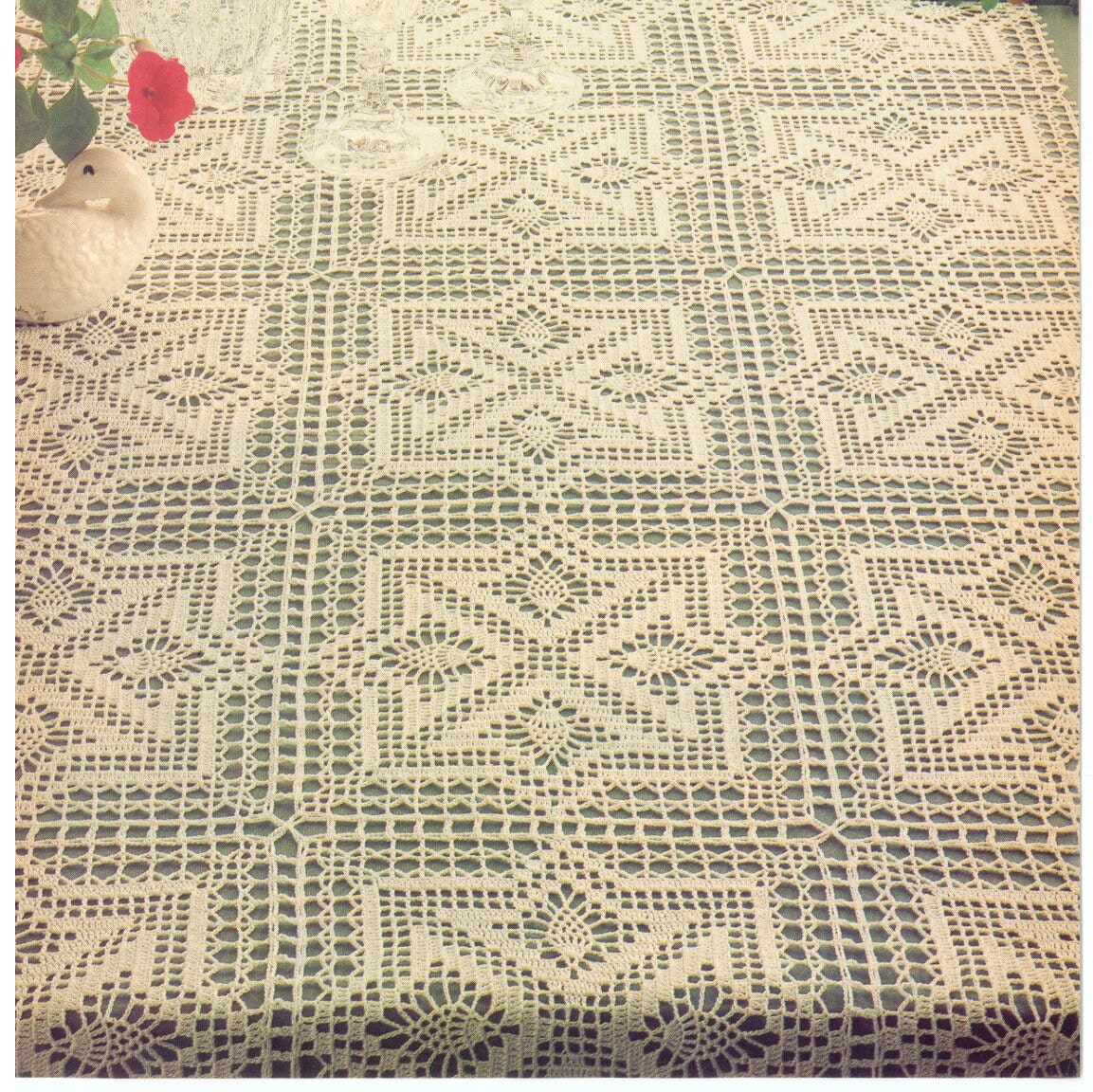 Vintage Crochet Tablecloth Pattern Geometric Tablecloth | Etsy