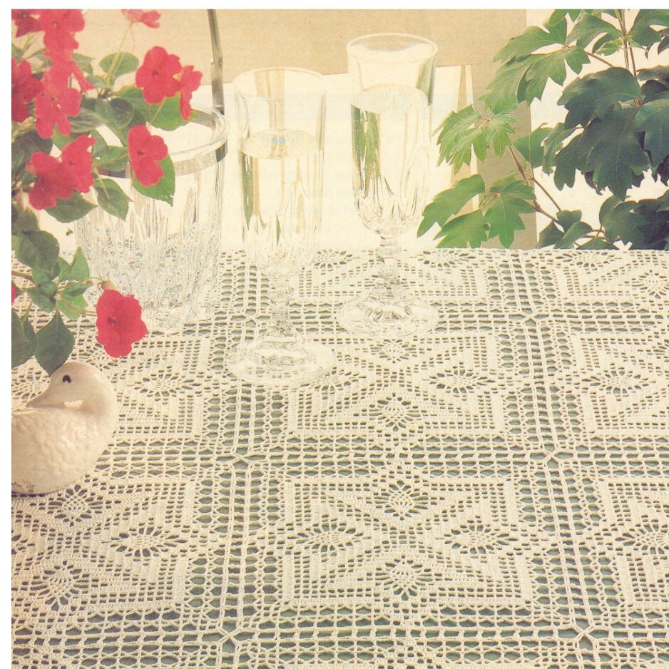 Vintage Crochet Tablecloth Pattern Geometric Tablecloth | Etsy