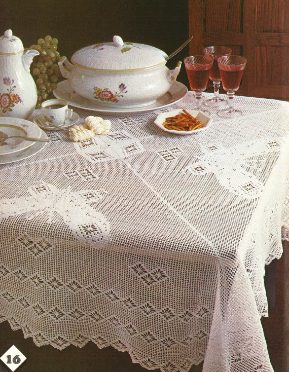 Vintage Crochet Tablecloth Pattern Butterfly Tablecloth - Etsy