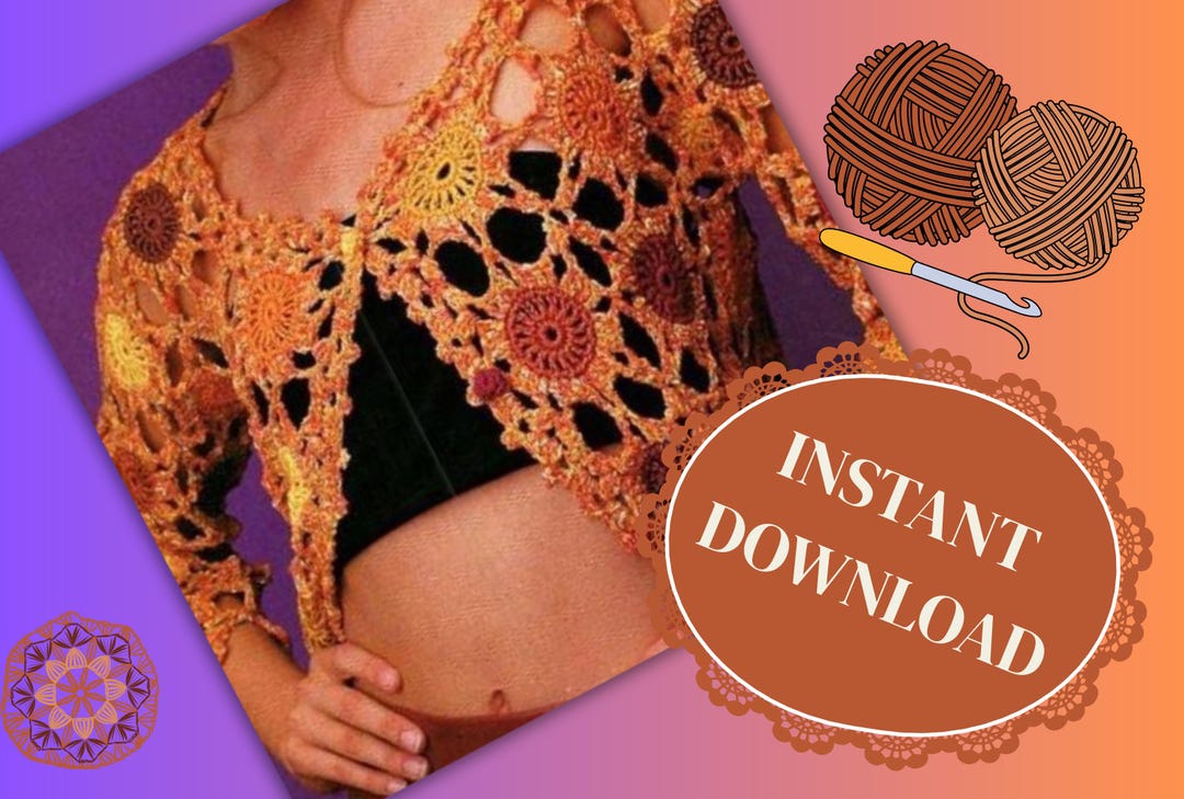 Vintage Carioca Crochet Cardigan Pattern (PDF Download) - Etsy