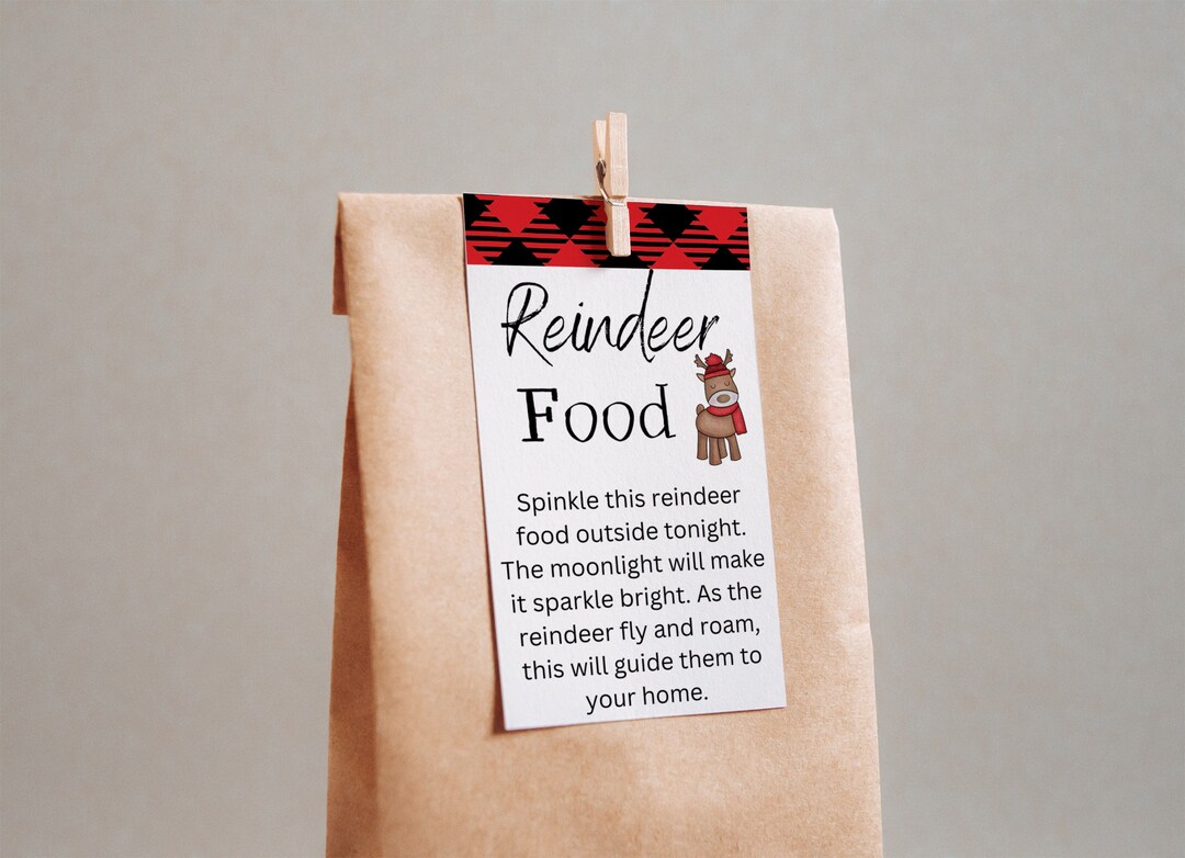 Printable Reindeer Food Tag Instant Download Reindeer Food - Etsy