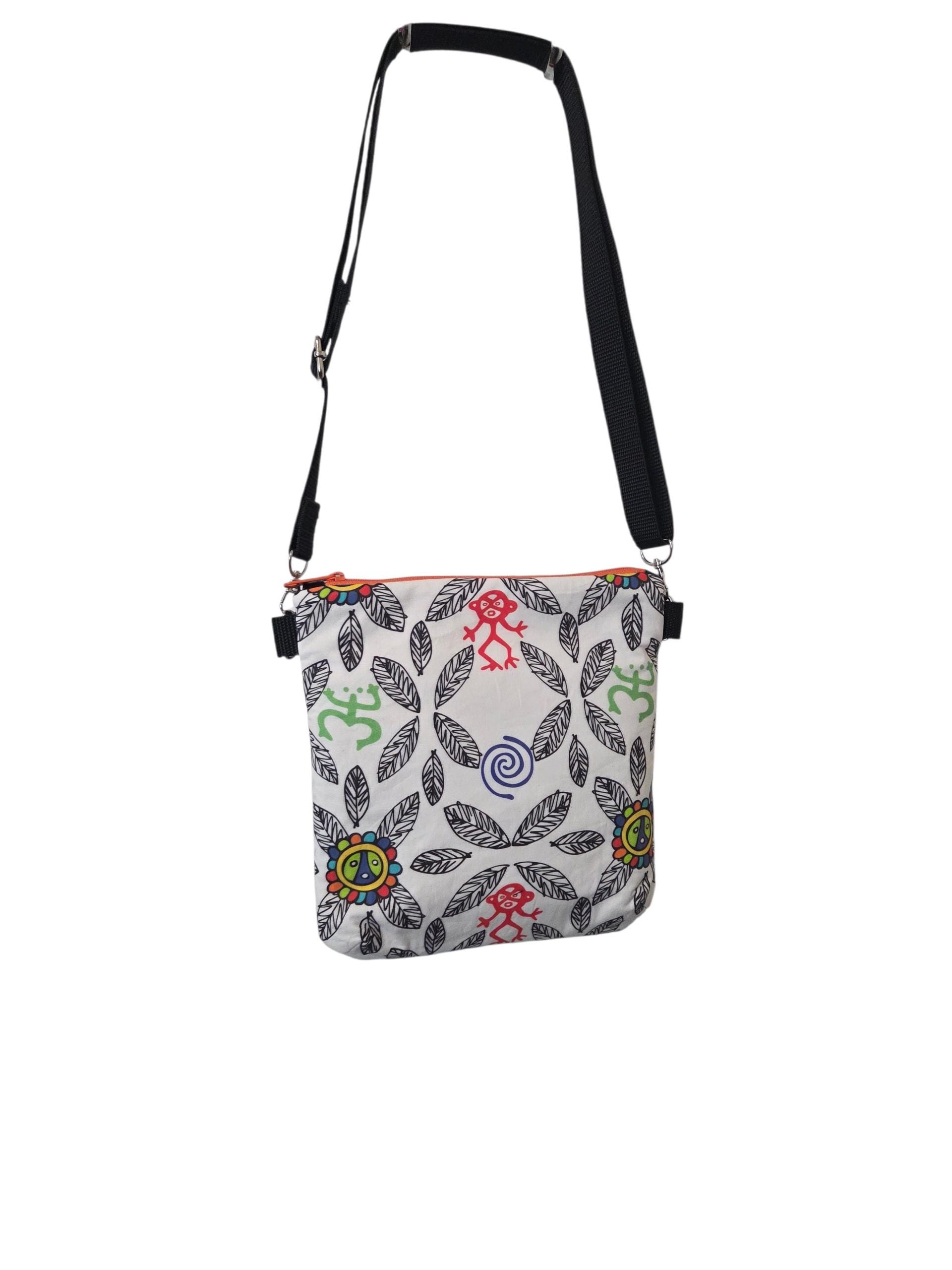 Taino Symbols With White Background Cotton & Black Faux Leather Small ...