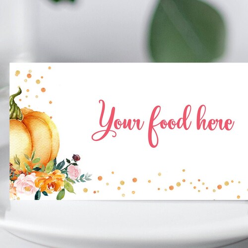 Editable Pumpkin Food Label Tents Card Template Fall Pumpkin - Etsy
