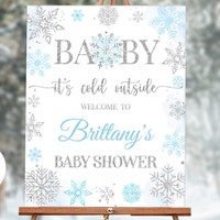 Editable Winter Baby Shower Welcome Sign Template, Baby It's Cold ...