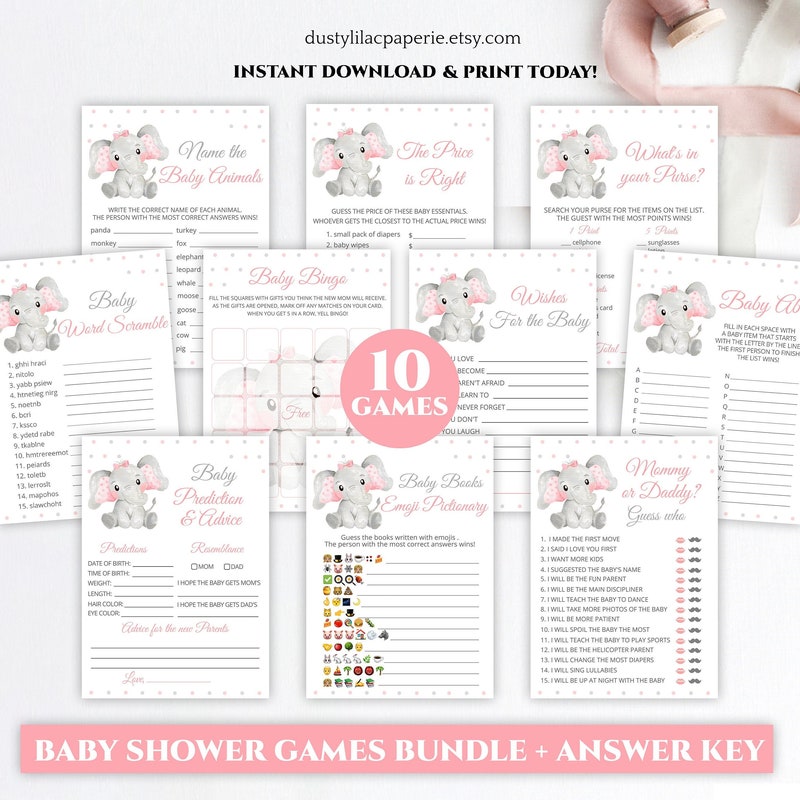 Pink Elephant Baby Shower - Etsy