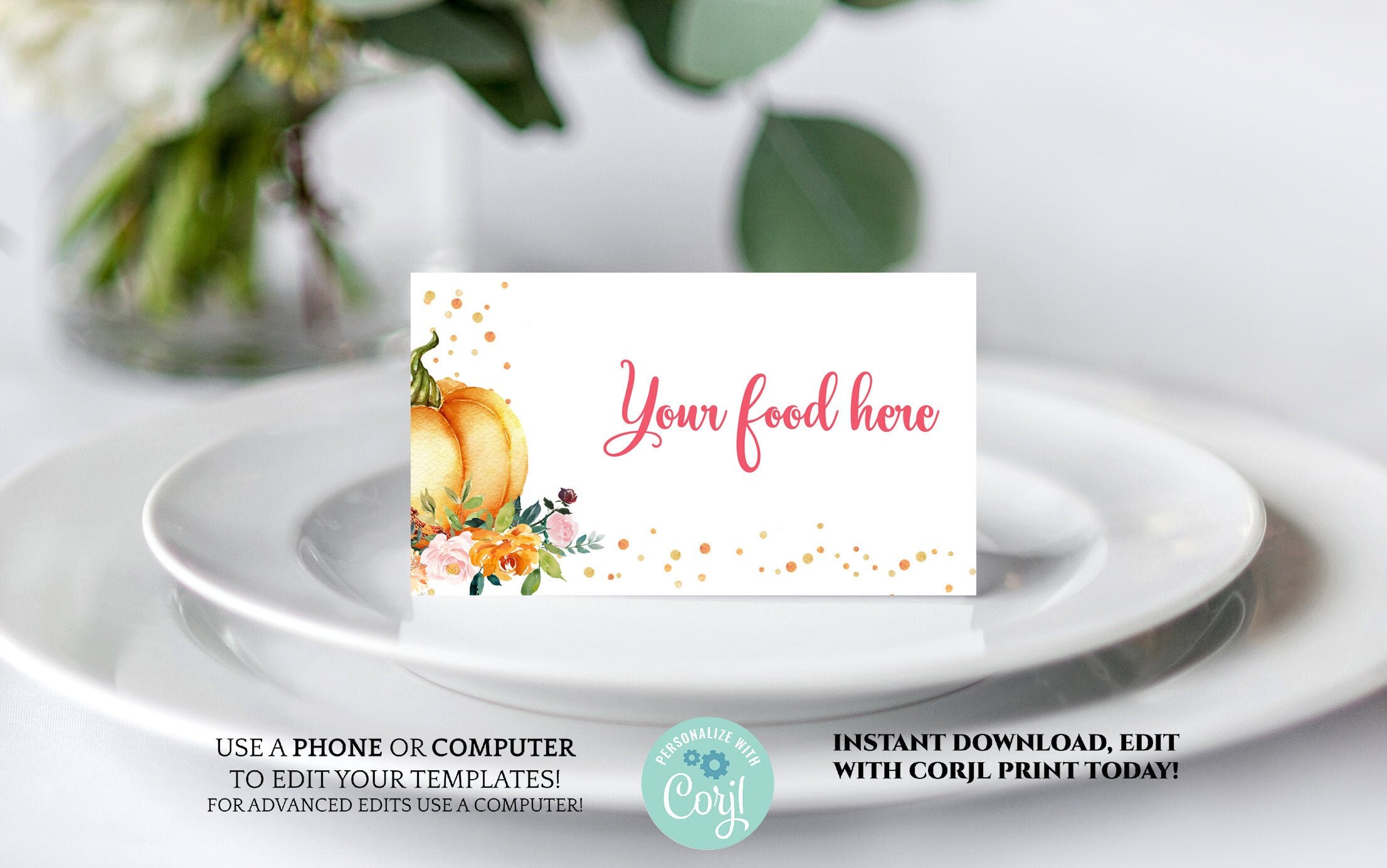 Editable Pumpkin Food Label Tents Card Template Fall Pumpkin - Etsy