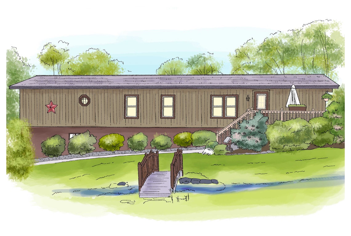 Custom Home Drawing Personalized House Portrait Digital - Etsy