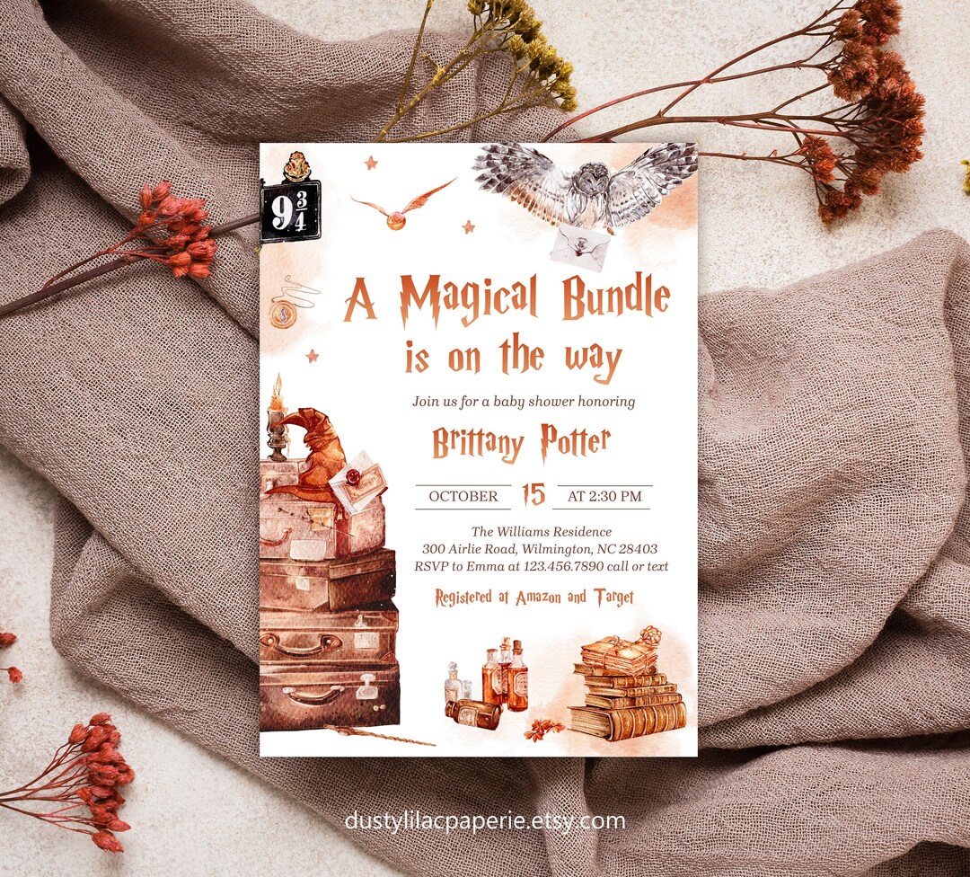 Editable Wizard Baby Shower Invitation, Gender Neutral Magical School ...