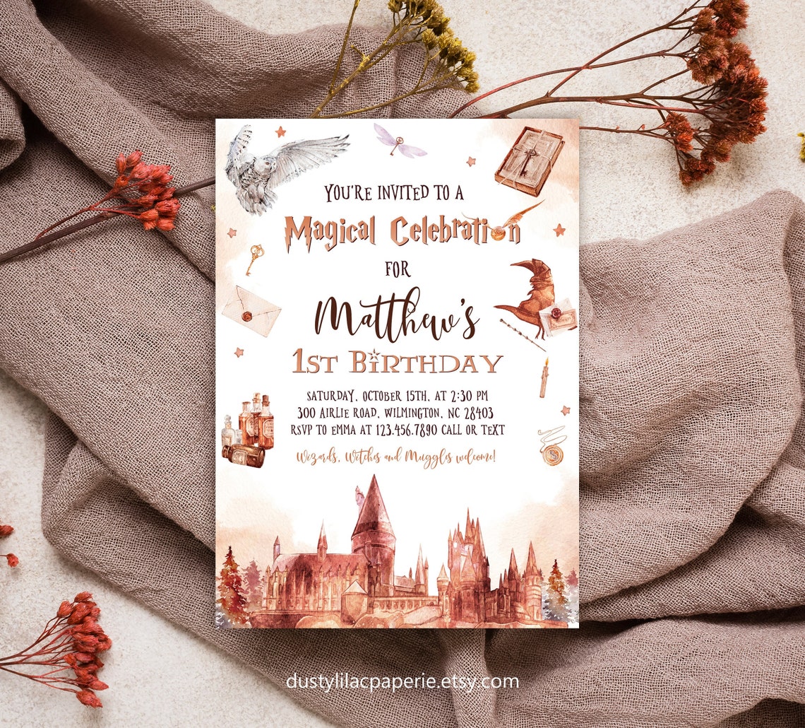 Editable Wizard Birthday Invitation Magical Celebration Boy - Etsy