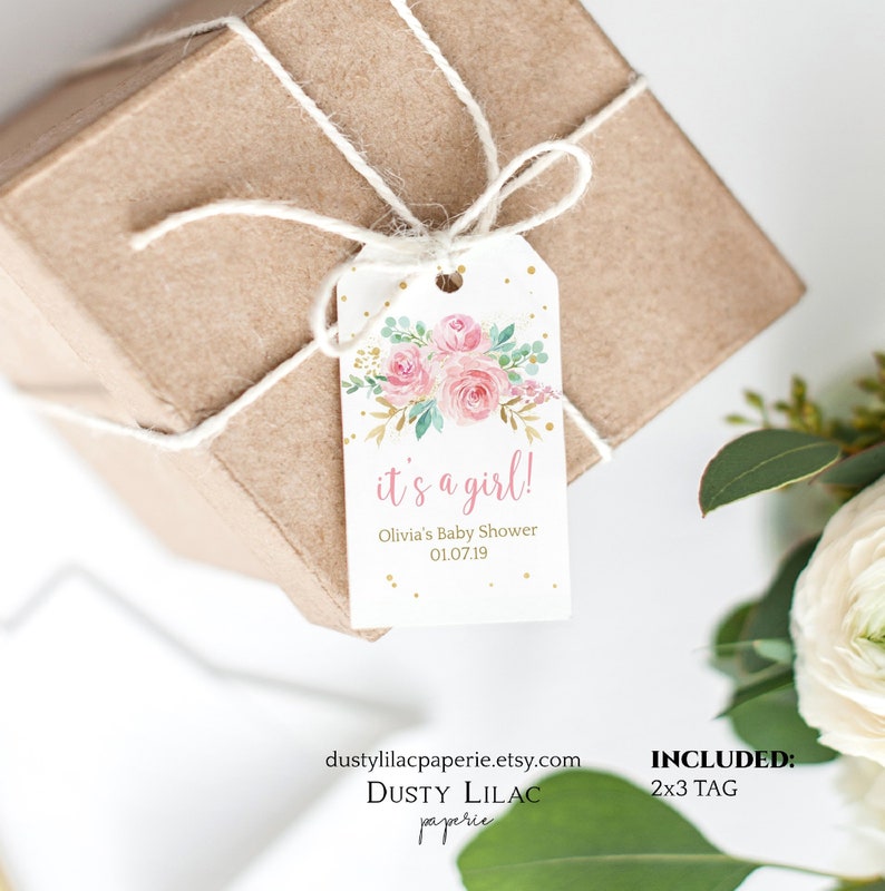 Editable Its a Girl Baby Shower Gift Tag Template Printable - Etsy