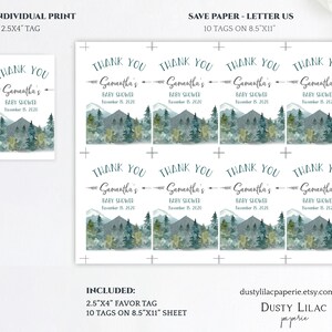 Adventure Forest Baby Shower Favor Tag Template, Editable Gender ...