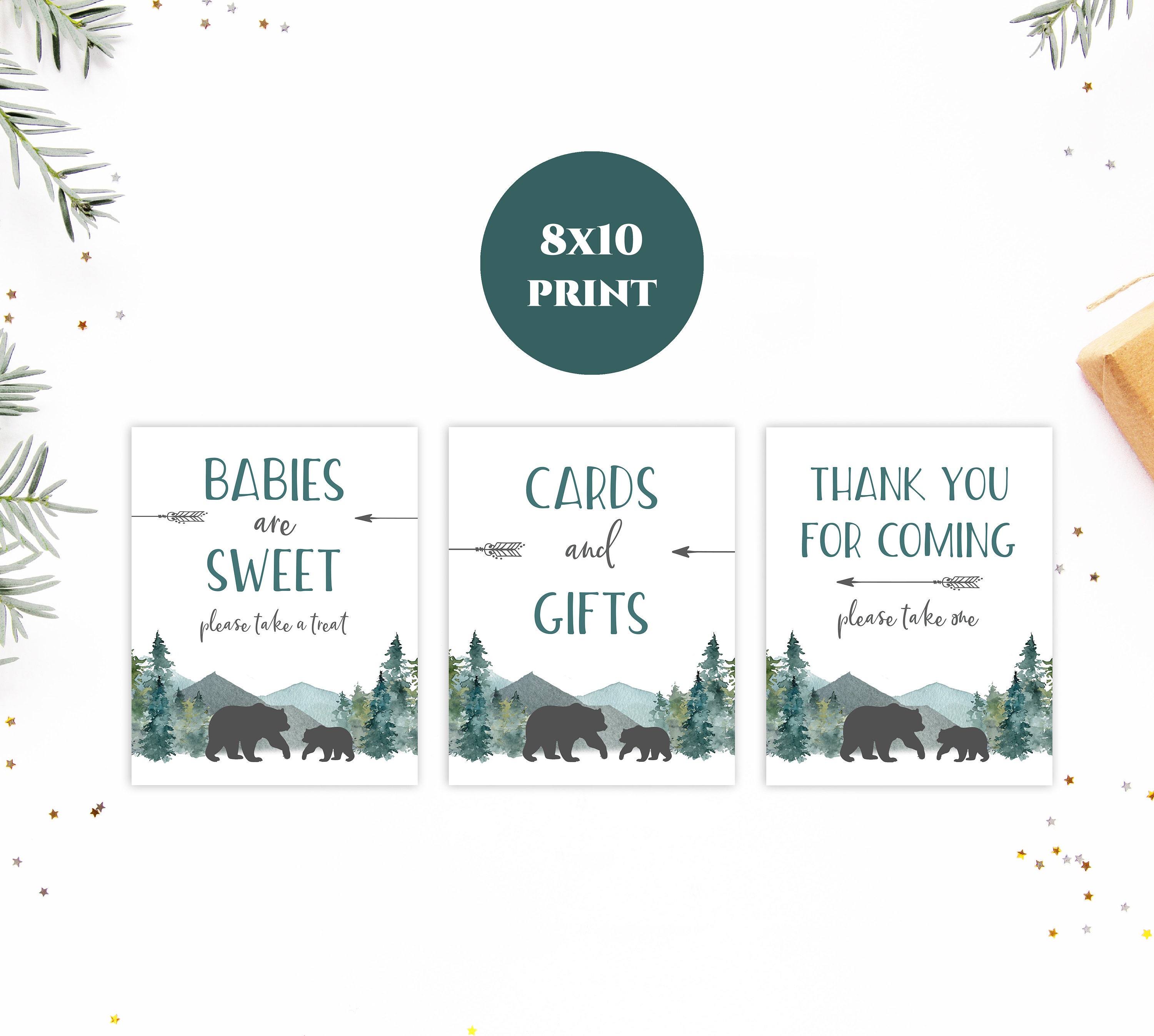 Little Cub Theme Baby Shower Table Signs Printable Bear - Etsy