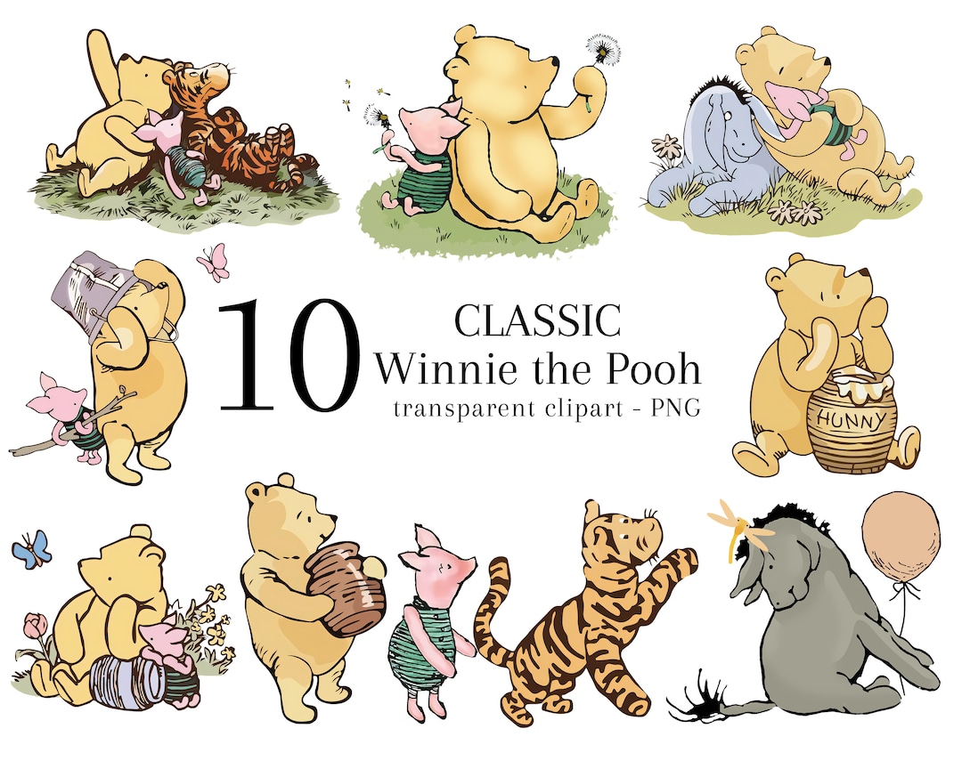 Classic Winnie the Pooh and Friends Clipart, Digital 10 Bundle Clip Art ...