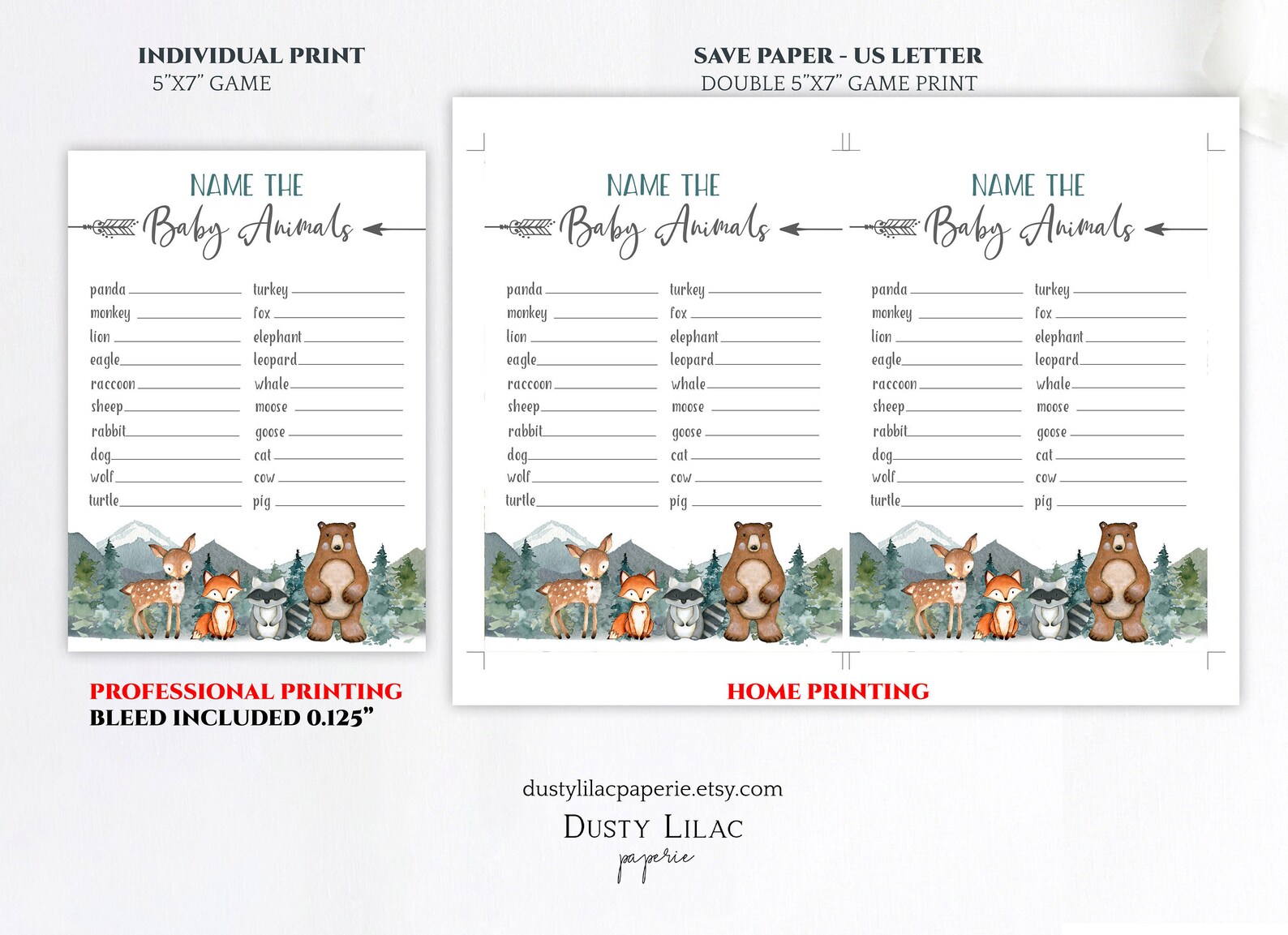 Woodland Baby Shower Game Bundle Set Forest Animals Shower - Etsy