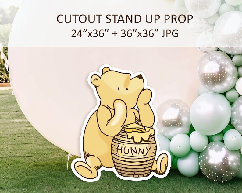 Classic Winnie the Pooh Cutout Decor, Digital Printable Pooh Bear Stand ...