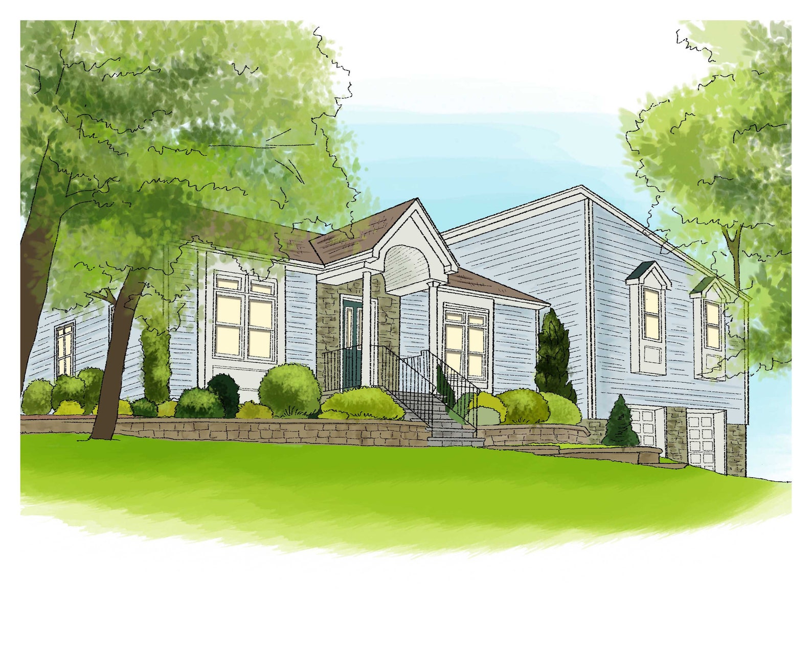 Custom Home Drawing Personalized House Portrait Digital - Etsy