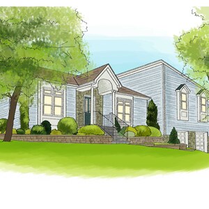 Custom Home Drawing Personalized House Portrait Digital - Etsy