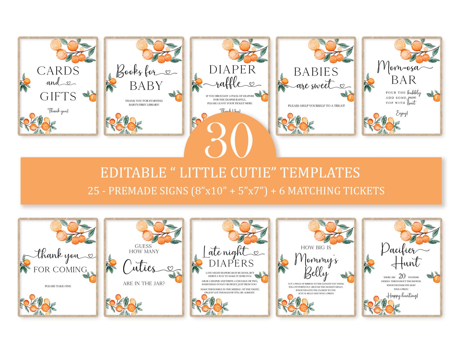 A Little Cutie is on the Way Baby Shower Signs Bundle Decorations ...