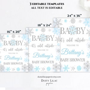 Winter Baby Shower Welcome Sign, Editable Baby Its Cold Outside Welcome ...