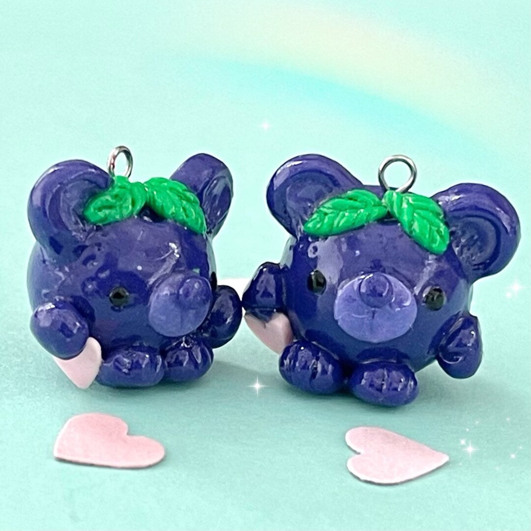 Kutie Bears -polymer Clay Charms, Keychain, Stitch Marker, Apple ...