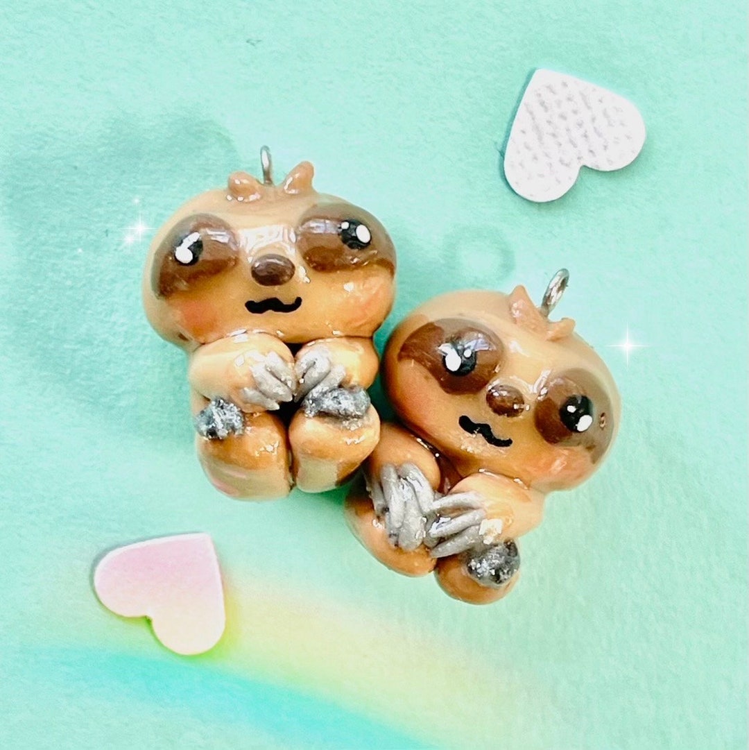 Snuggles the Sloth-polymer Clay Charms, Keychain, Stitch Marker, Sloth ...