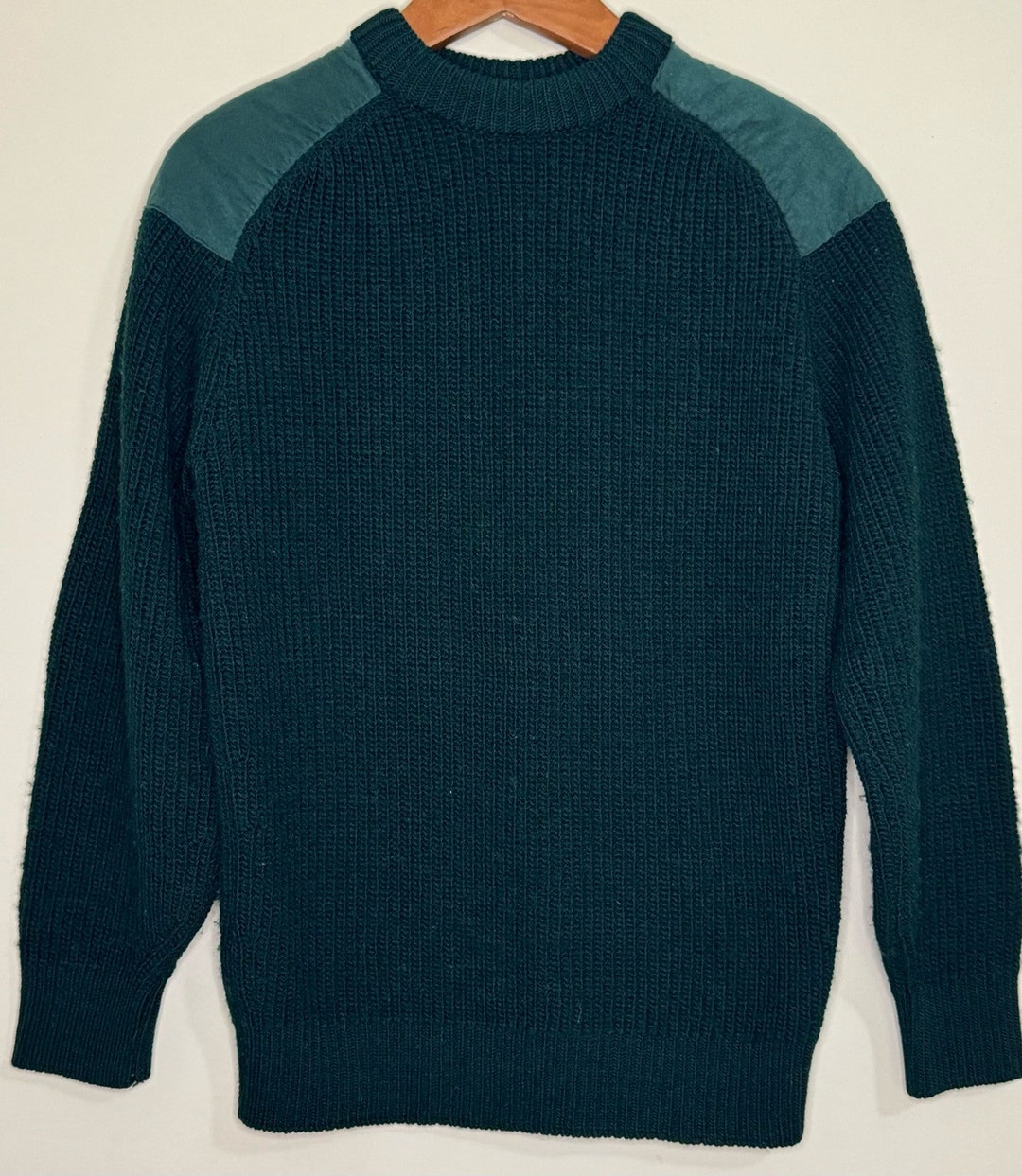 Vintage Orvis Commando Sweater Men's Medium Dark Green Patches Bucks ...