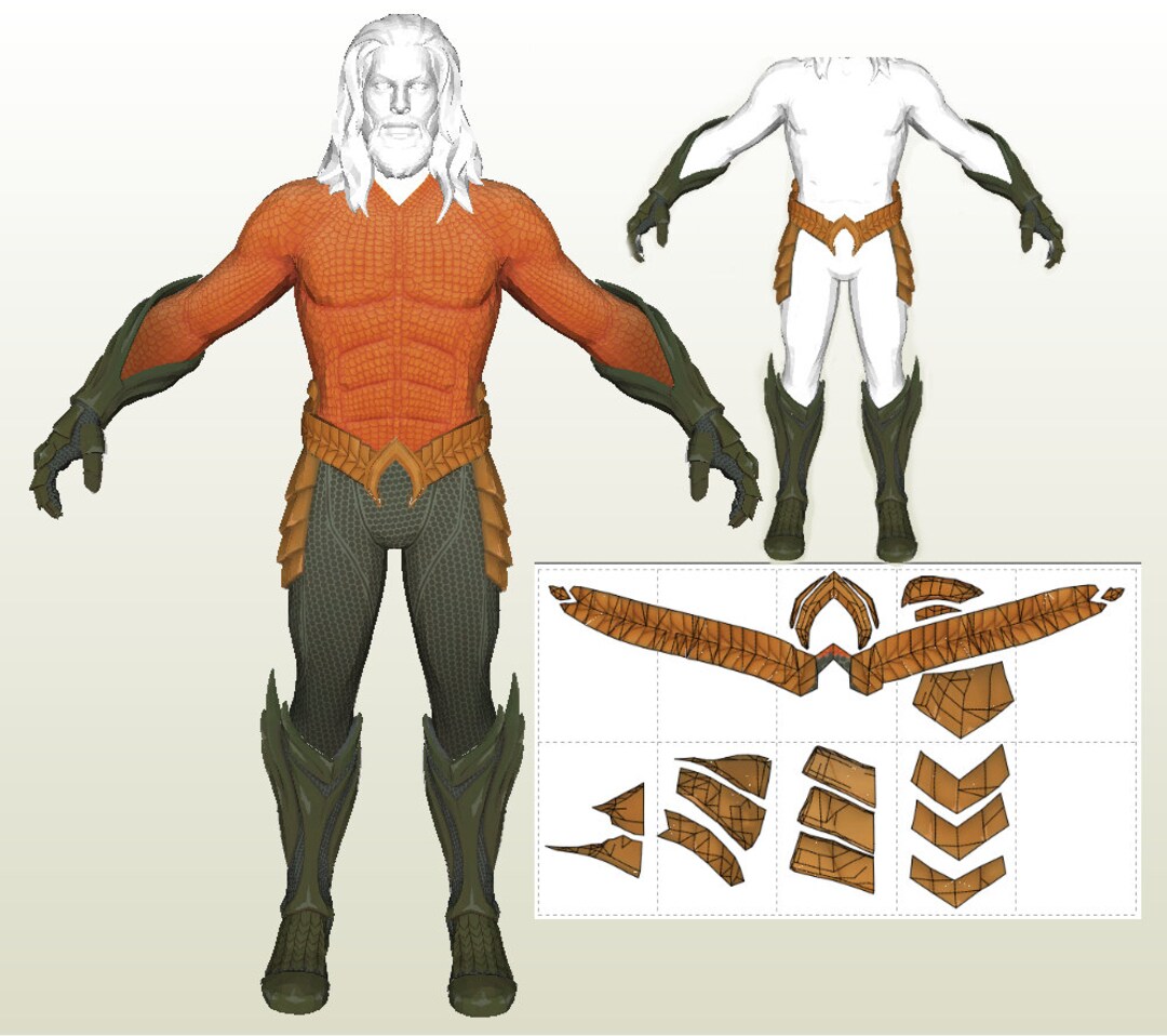 Aqµaman Cosplay Pepakura Templates Patterns Jason Mamoa - Etsy