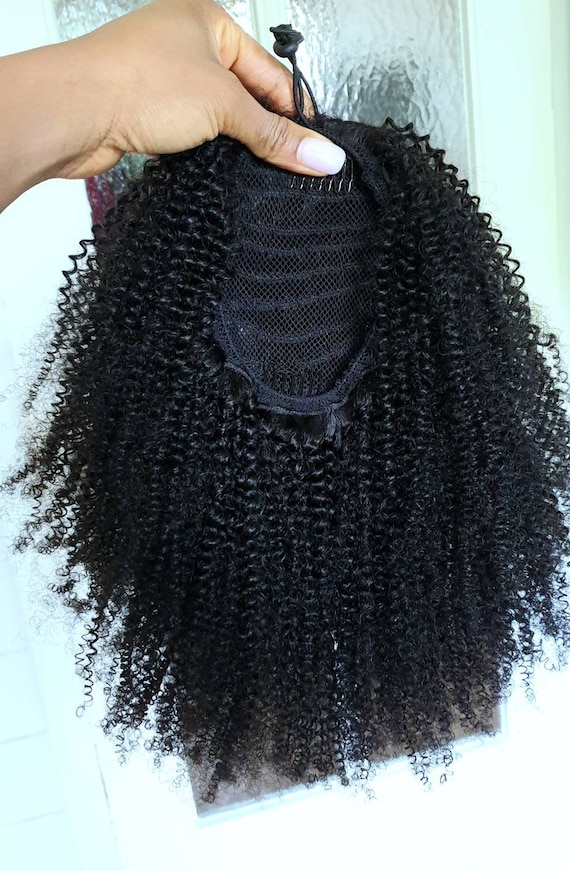 Kinky curly human hair drawstring ponytail extension 150 Gramm full voluminous hair piece curly ponytail extension gel style Etsy