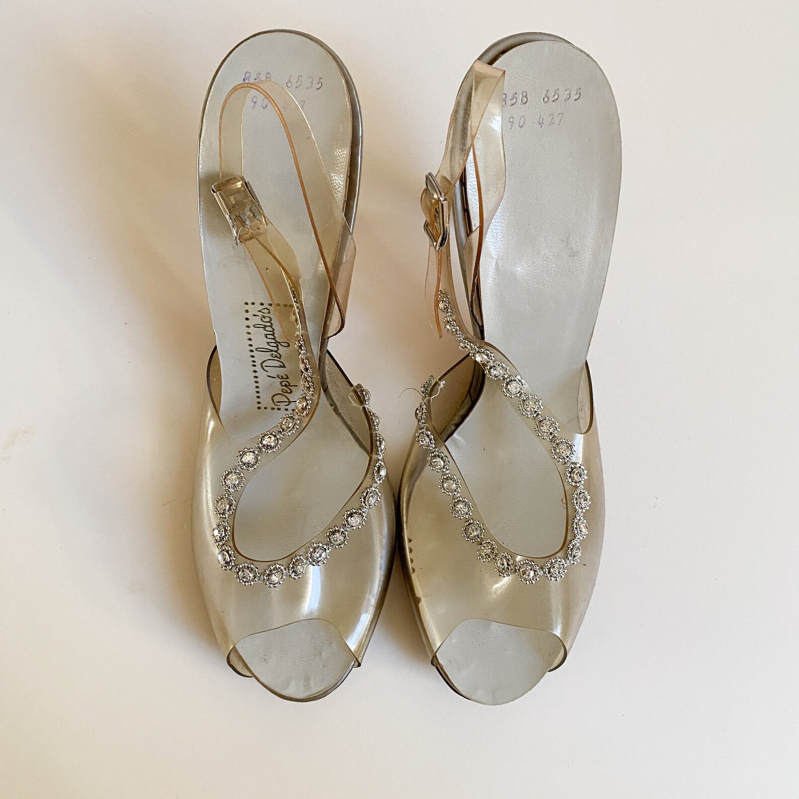 Vintage 1950s Pepe Delgado's Hand Lasted Lucite Diamante Slingback ...