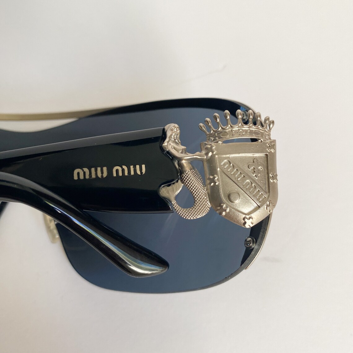 Vintage 2000s Miu Miu Extreme Oversized Shield Sunglasses Mermaid Coat ...