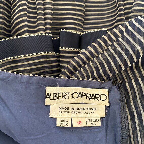 Vintage 1980s Albert Capraro Silk Chiffon Striped Str… - Gem
