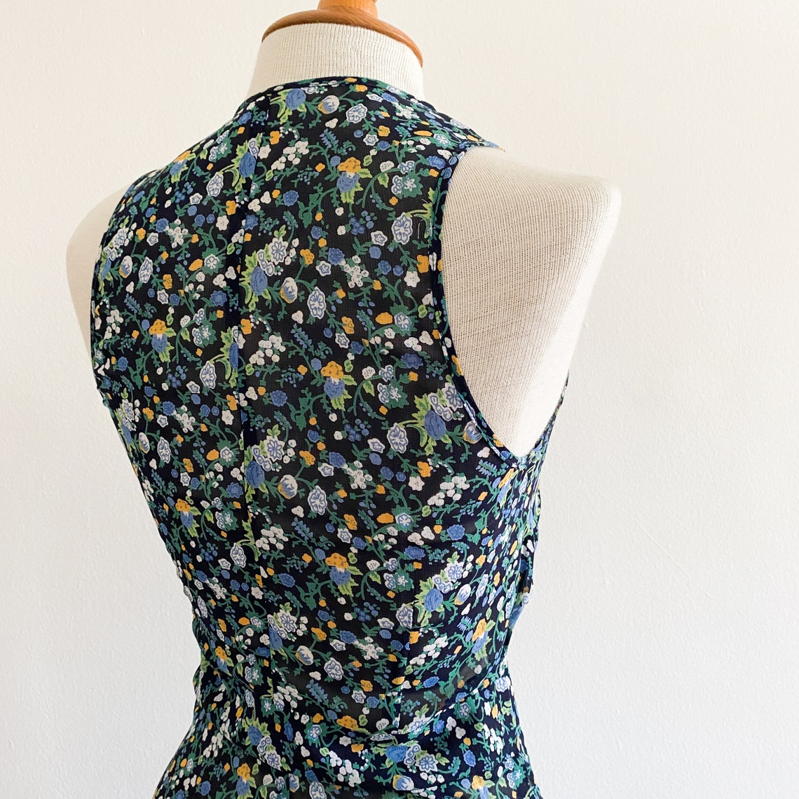 Vintage 1990s Sisley Benetton Italy Sheer Floral Maxi Dress XS Viscose ...