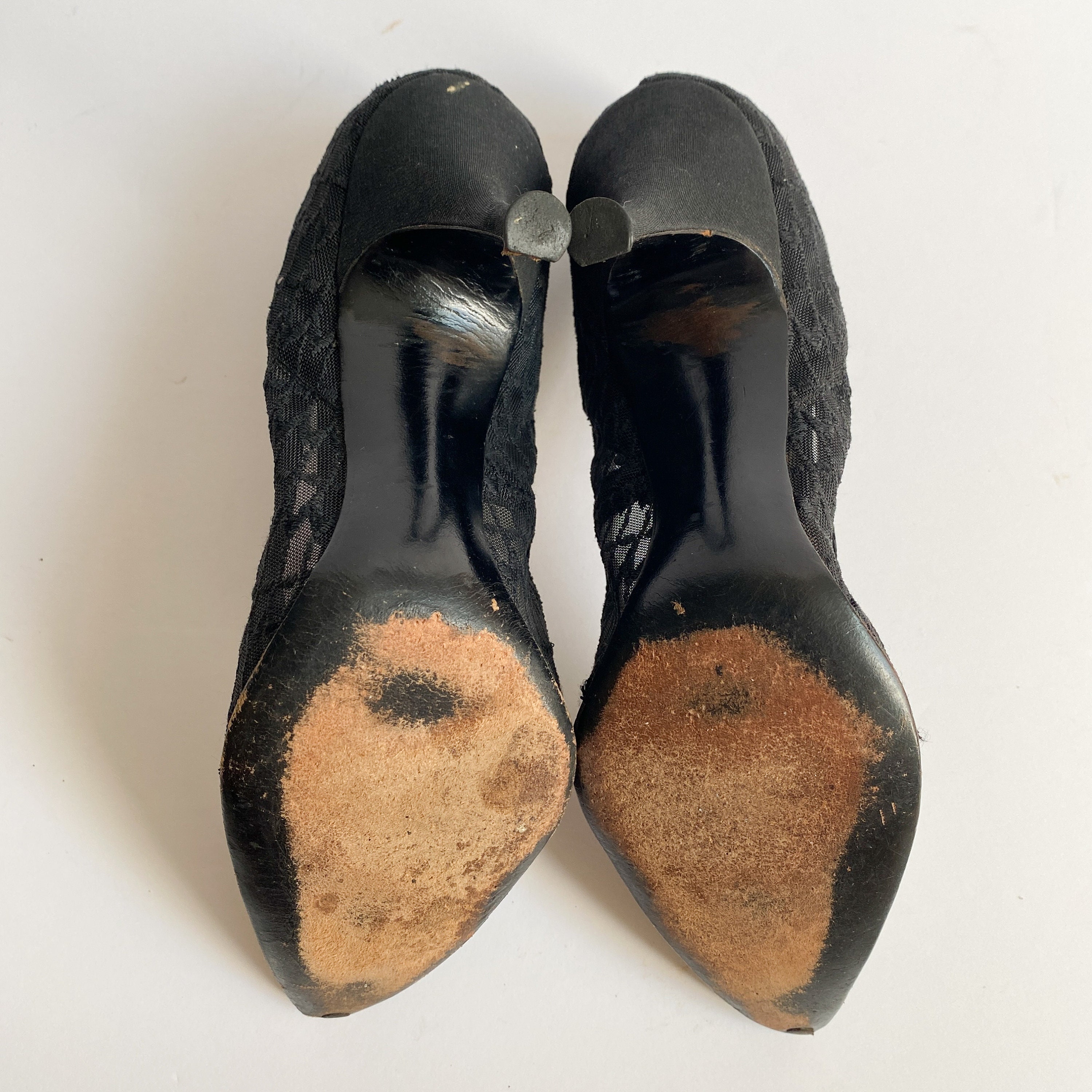 Vintage 1960s De Liso Debs Palter Deliso Black Lace Mesh Stiletto Heels ...
