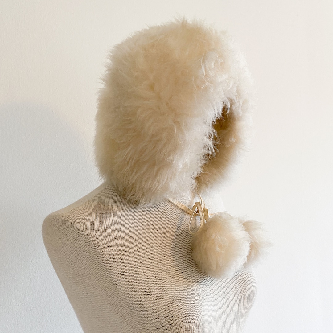 Vintage 1960s Lamb Fur Shearling Hat Bonnet Pom Poms - Etsy