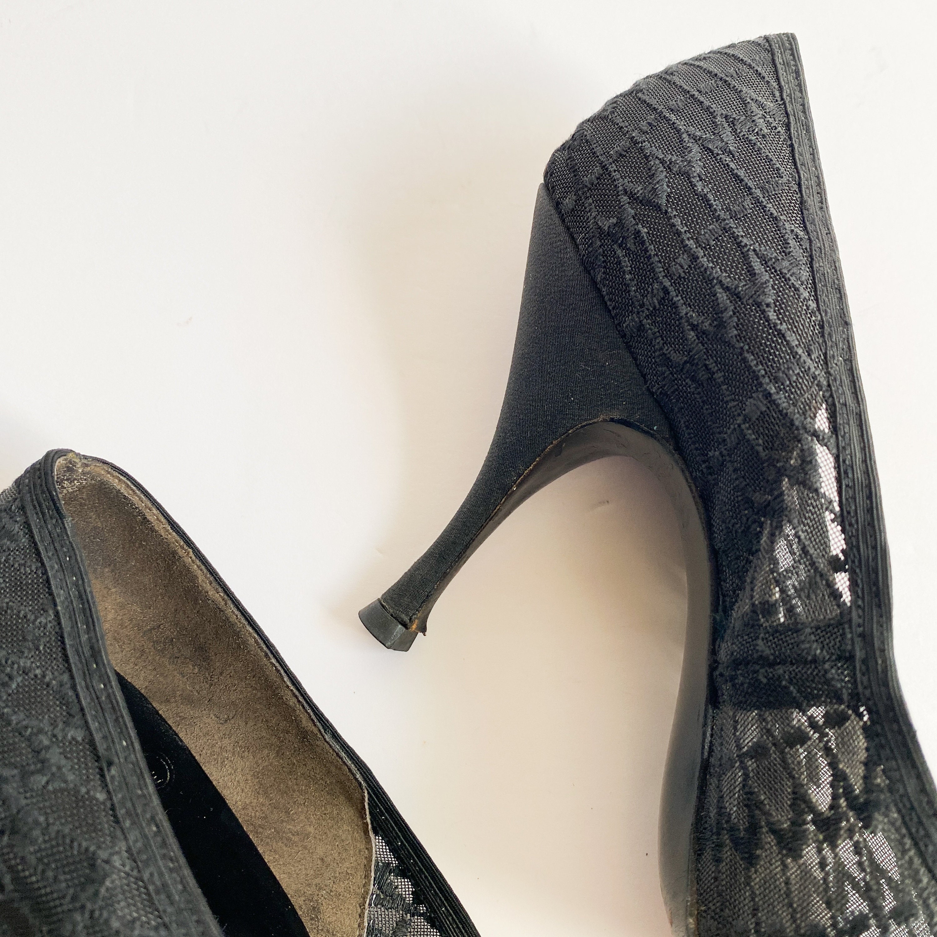 Vintage 1960s De Liso Debs Palter Deliso Black Lace Mesh Stiletto Heels ...