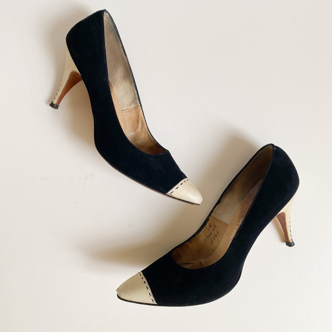 Vintage 1960s Caprini Suede Stitched Spectator Stiletto Heels Pumps - Etsy