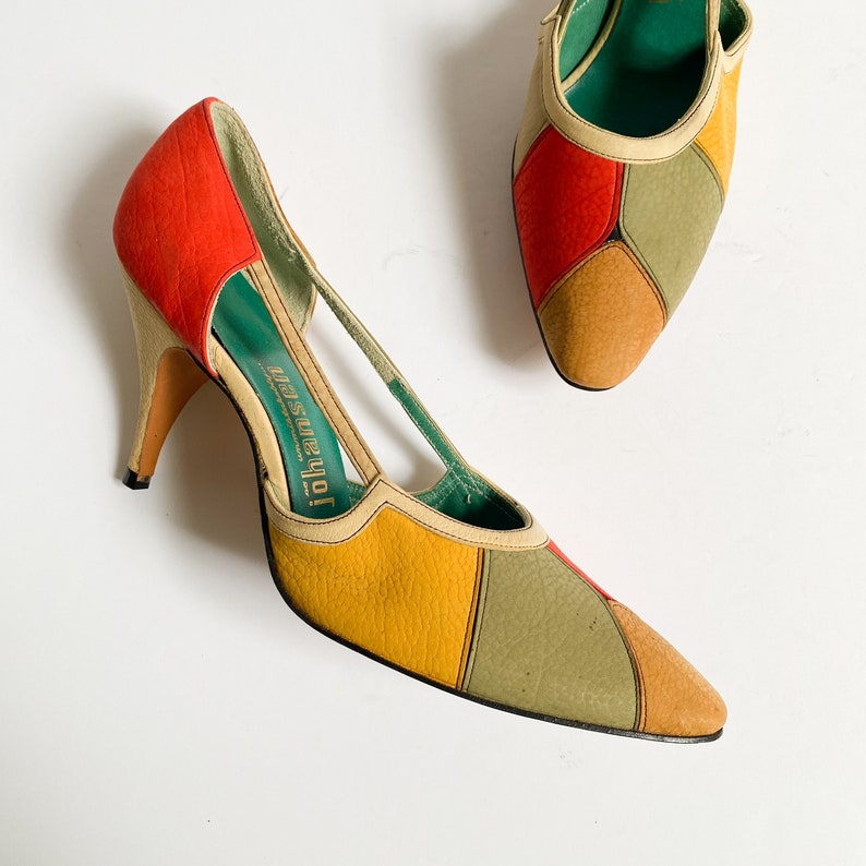 Vintage 1960s Johansen Color Block Cutout Stiletto Heels Pumps NOS - Etsy