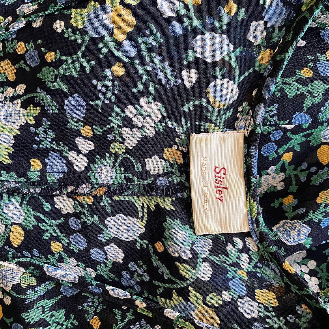 Vintage 1990s Sisley Benetton Italy Sheer Floral Maxi Dress XS Viscose ...