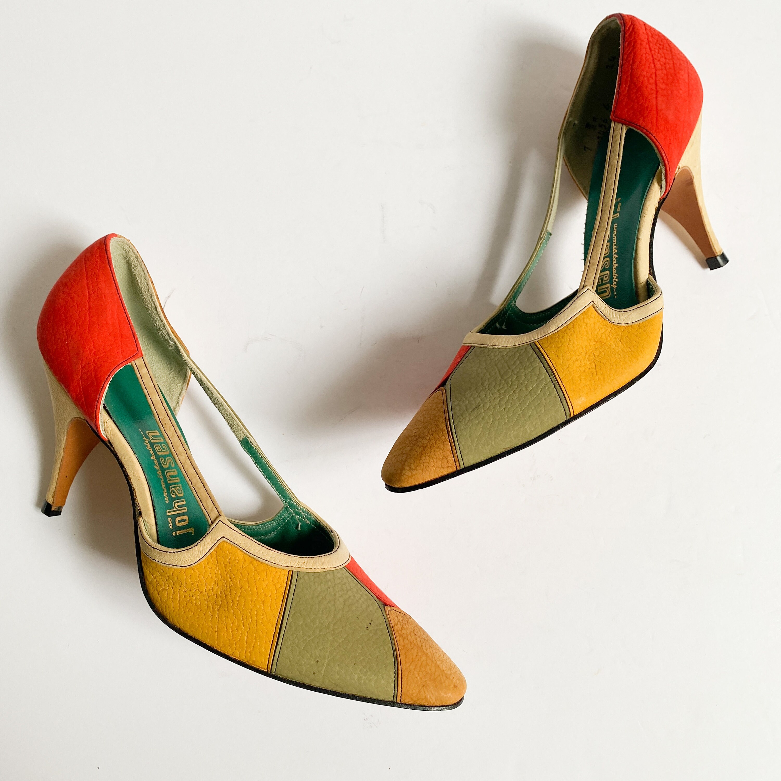Vintage 1960s Johansen Color Block Cutout Stiletto Heels Pumps NOS - Etsy