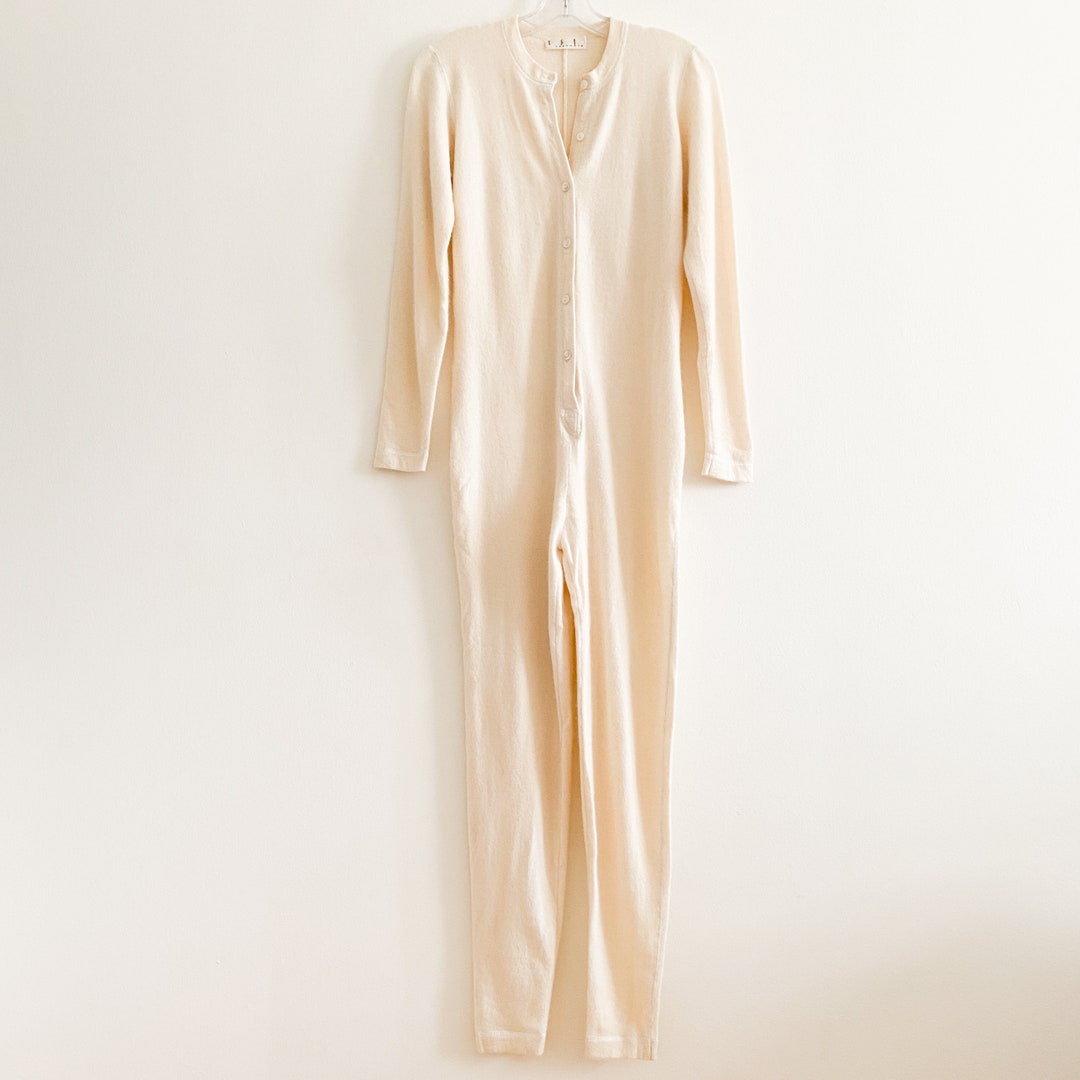 Vintage 2000s TSE Cashmere Cream Jumpsuit Union Suit Onesie Long Sleeve ...