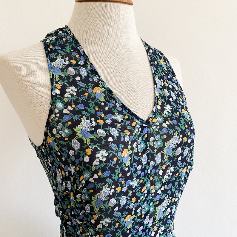 Vintage 1990s Sisley Benetton Italy Sheer Floral Maxi Dress XS Viscose ...